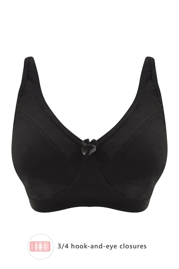Buy Non-Padded Non-Wired Full Figure Bra in Black - Cotton Online India ...