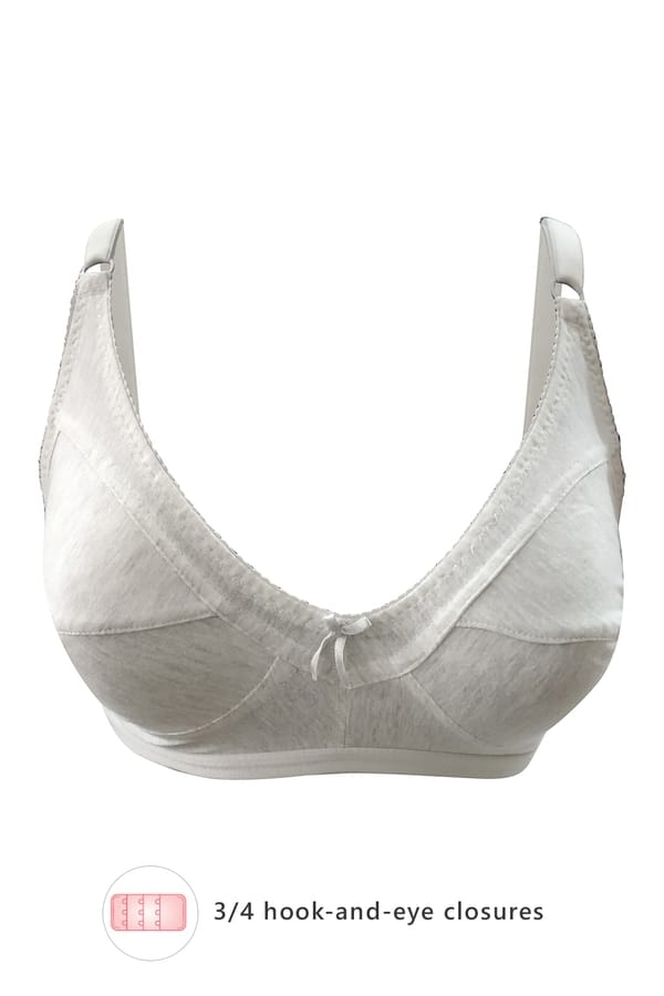 Buy Non-Padded Non-Wired Full Figure Bra in Grey - Cotton Rich Online ...