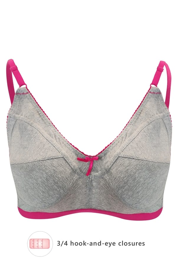 Buy Non-Padded Non-Wired Figure Bra in Light Grey - Cotton Rich Online ...