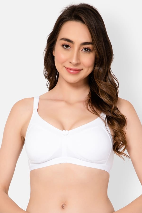 Buy Non-Padded Non-Wired Full Figure Multiway Bra in White - Cotton Rich Online India, Best ...
