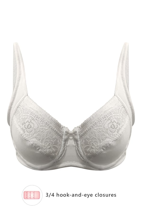 Buy Non-Padded Underwired Full Figure Bra in White - Lace & Cotton ...