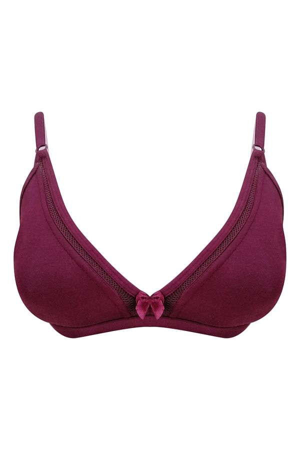 Buy Non-Wired Full Lightly Padded Spacer Cup Plunge Bra in Plum Colour ...