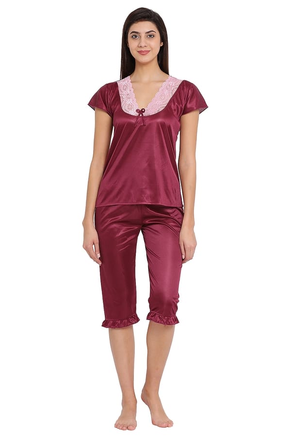 Buy Satin Top & Capri Set Online India, Best Prices, COD - Clovia ...