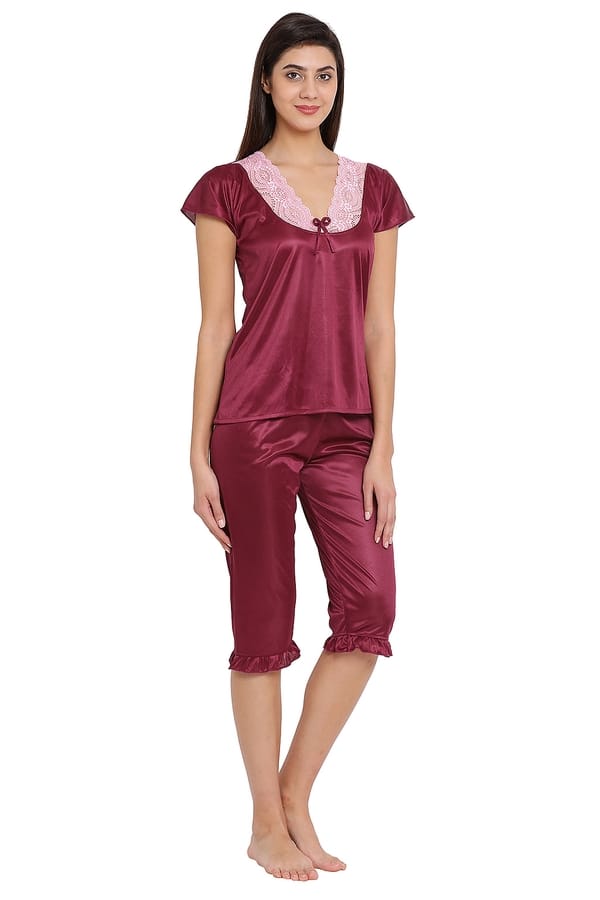 Buy Satin Top & Capri Set Online India, Best Prices, COD - Clovia ...