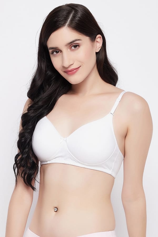 Buy Padded Non-Wired Demi Cup Multiway T-Shirt Bra in White - Cotton Online India, Best Prices ...