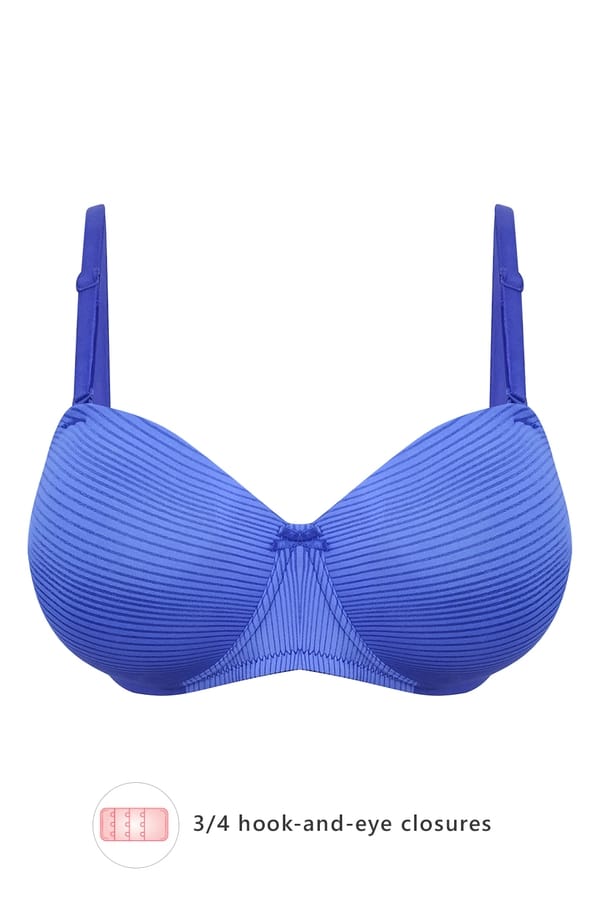 Buy Padded Non-Wired Demi Cup Striped Multiway Strapless Bra in Royal ...