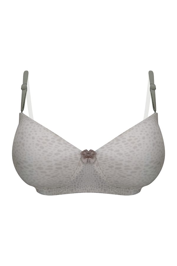 Buy Padded Non-Wired Full Cup Animal Print Bra in Grey Online India ...
