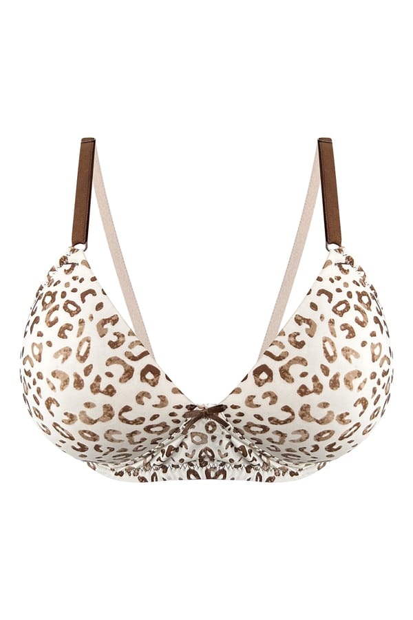 Buy Padded Non-Wired Full Cup Animal Print T-shirt Bra in Cream Colour ...