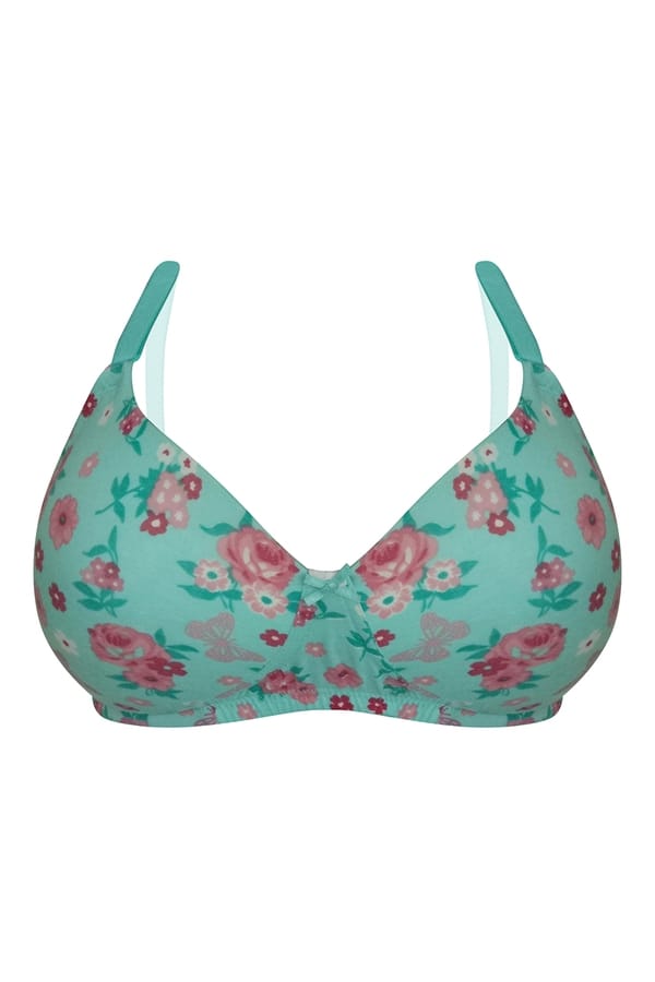 Buy Padded Non-Wired Full Cup Floral Print Multiway T-shirt Bra in Aqua ...