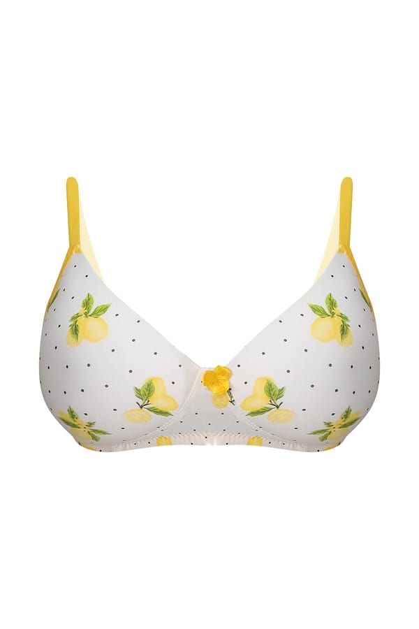 Buy Padded Non-Wired Full Cup Lemon Print T-shirt Bra in White Online ...