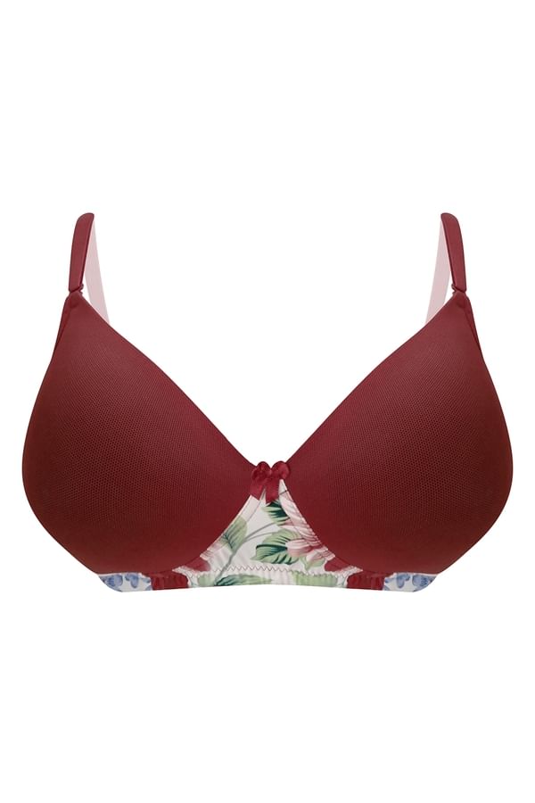 Buy Padded Non-Wired Full Cup Multiway T-shirt Bra in Maroon Online ...