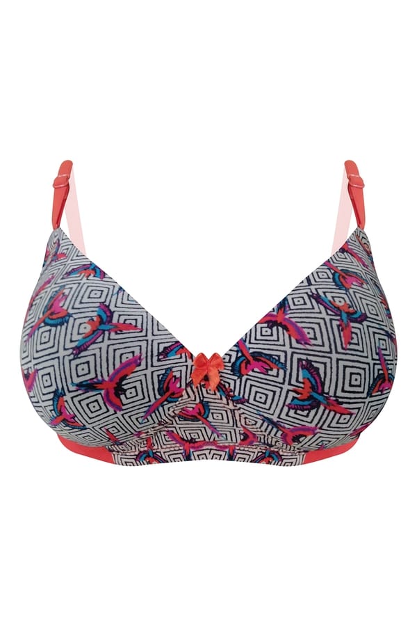 Buy Padded Non-Wired Full Cup Bird Print Multiway T-shirt Bra in ...
