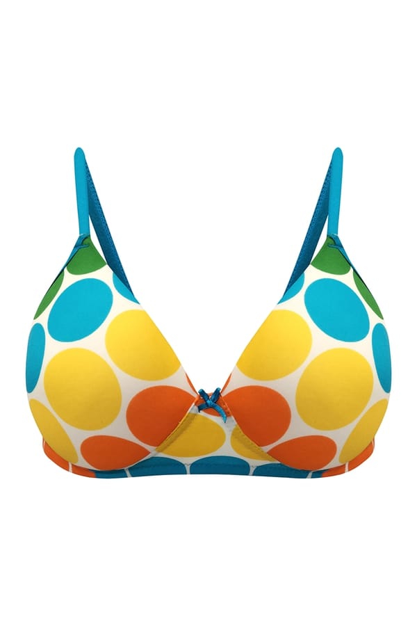 Buy Padded Non-Wired Full Cup Dot Print T-shirt Bra in Multicolour ...