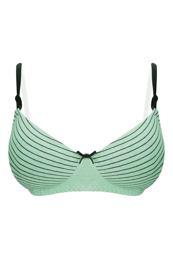 Buy Padded Non-Wired Full Cup Striped T-shirt Bra in Sky Blue - Cotton ...