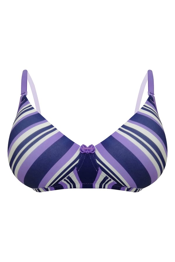 Buy Padded Non-Wired Full Cup Striped Multiway T-shirt Bra in Lavender ...
