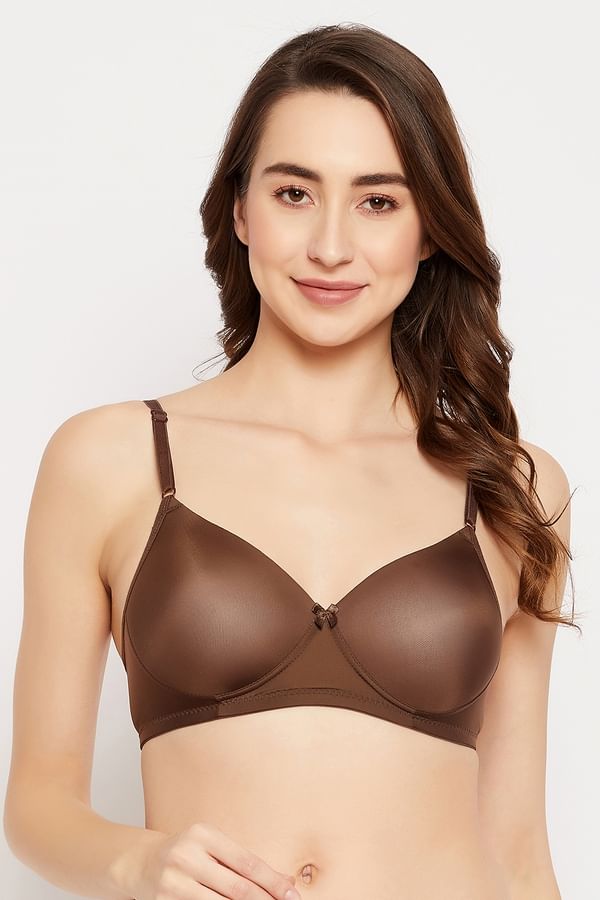 Buy Padded Non-Wired Full Cup T-shirt Bra in Brown#TAB# Online India, Best Prices, COD - Clovia ...