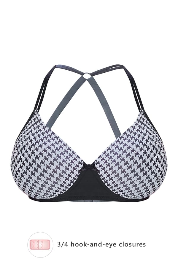 Buy Padded Non-Wired Printed Racerback T-shirt Bra in Black Online ...