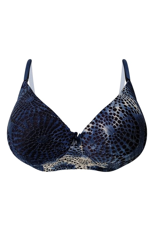 Buy Padded Non-Wired Full Cup Tie-Dye Print Multiway Bra in Navy - Lace ...