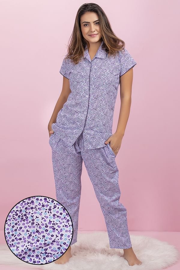 Buy Button Down Shirt & Pyjama Set in Multicolour - Cotton Rich Online ...