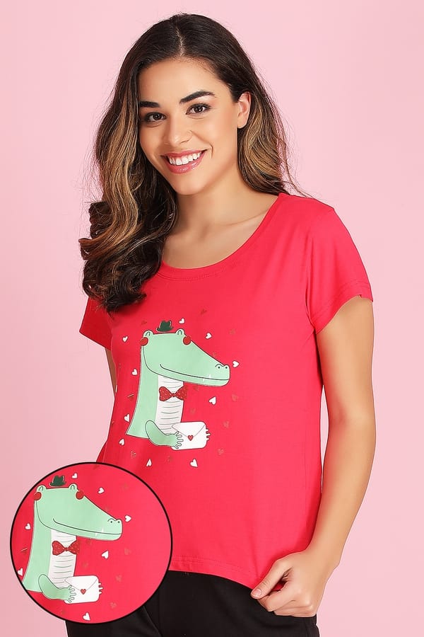 Buy Print Me Pretty Top in Dark Pink - 100% Cotton Online India, Best ...