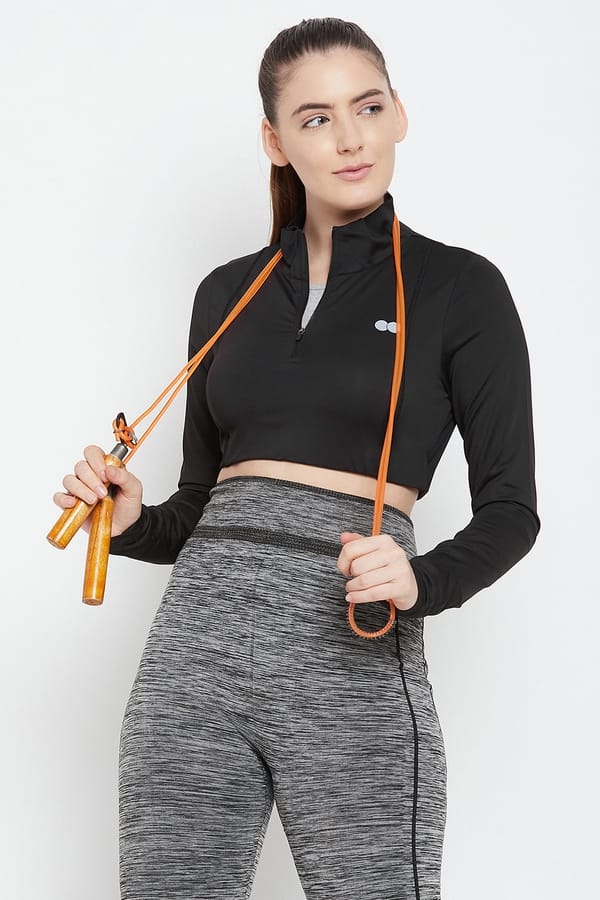 Buy Snug Fit Active Crop Top in Black Online India, Best Prices, COD ...